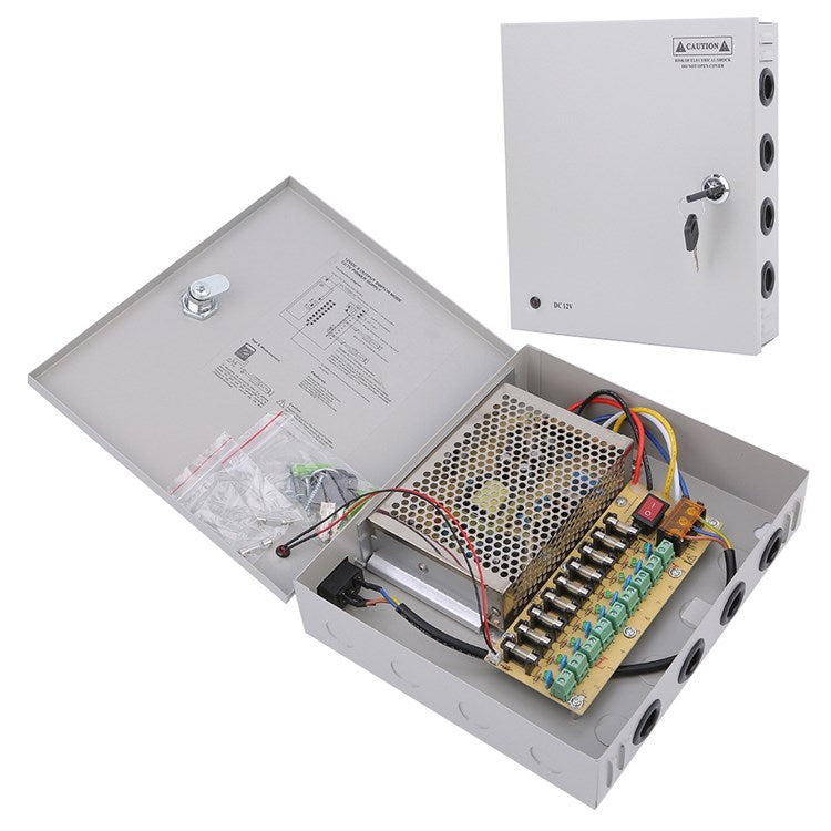 SOMPOM 9 Channel 12V 5A DC Metal Boxed Cabinet Power Supply Unit for S ...
